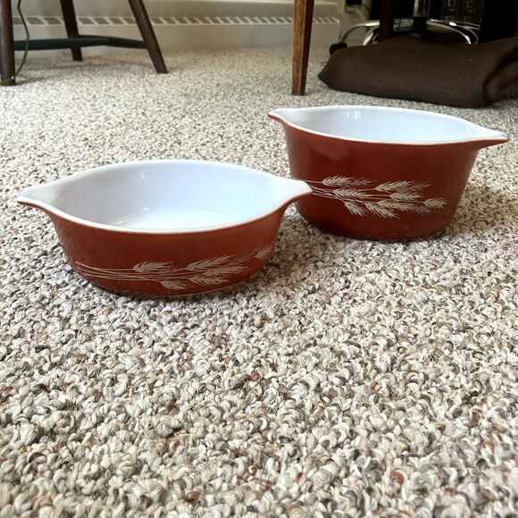 Pyrex | Kitchen | Pyrex Casserole Bowls Set Of 2 Harvest Wheat 47b And ...